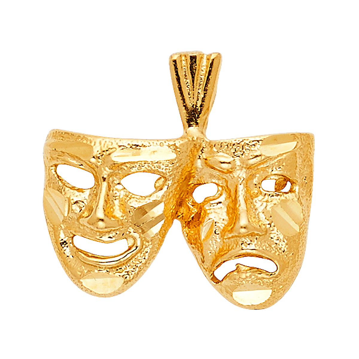 14K Yellow Gold Mask Pendant - 12 mm X 18 mm | Property Room