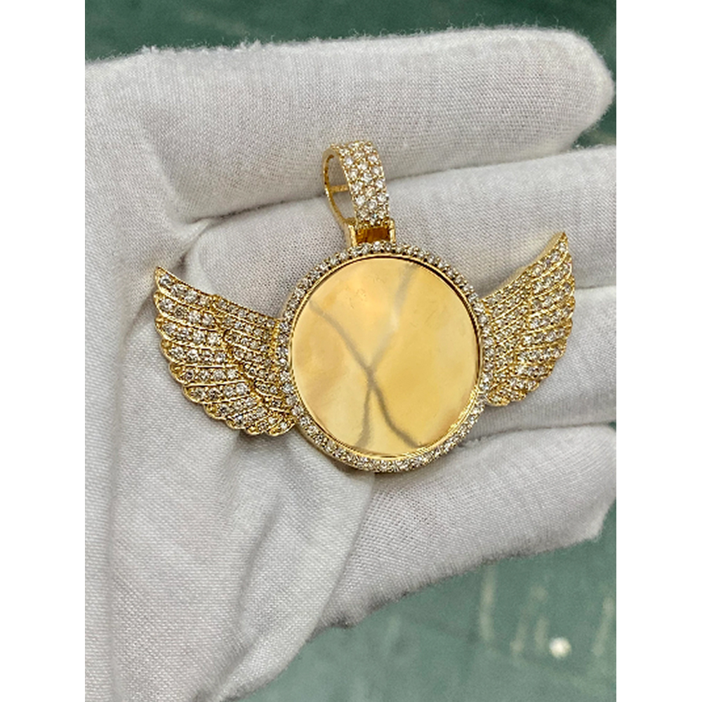 Angel Wings Picture Frame Memory 2.80 ct Diamond Pendant Real SOLID 14K ...