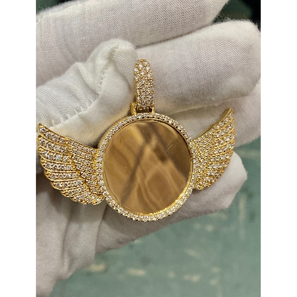 Angel Wings Picture Frame Memory 2.80 ct Diamond Pendant Real SOLID 14K ...