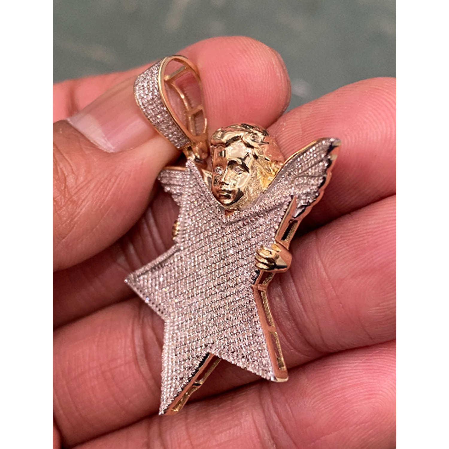 10k Yellow Gold Diamond 1.07ct Diamond Star with little boy Diamond ...