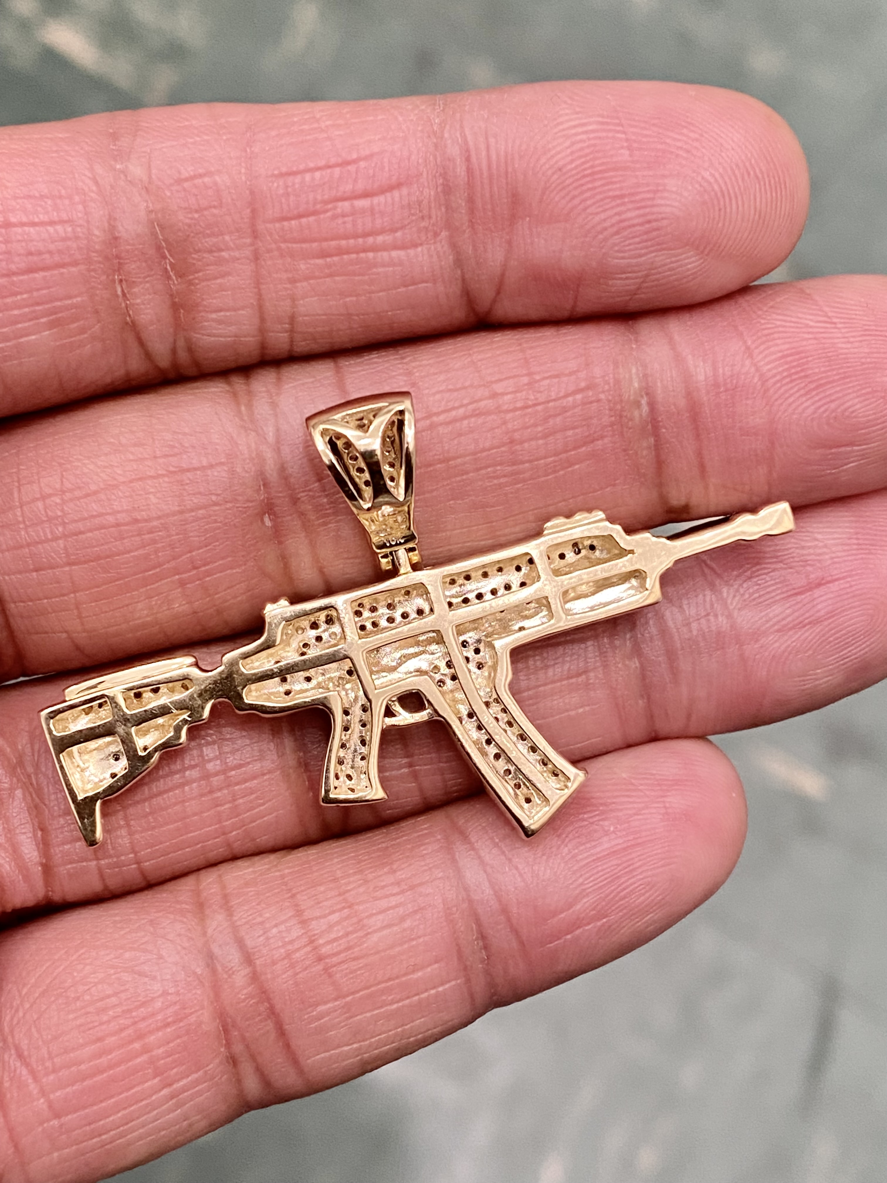 AK 47 Rifle Gun 10k Yellow Gold Diamond AK 47 Rifle Gun Men s Charm AK 47 Rifle Gun 10k Yellow Gold Diamond AK 47 Rifle Gun Men s Charm