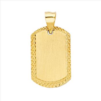 14K Yellow Gold Plain Stamp Pendant - 25mm x 17mm | Property Room
