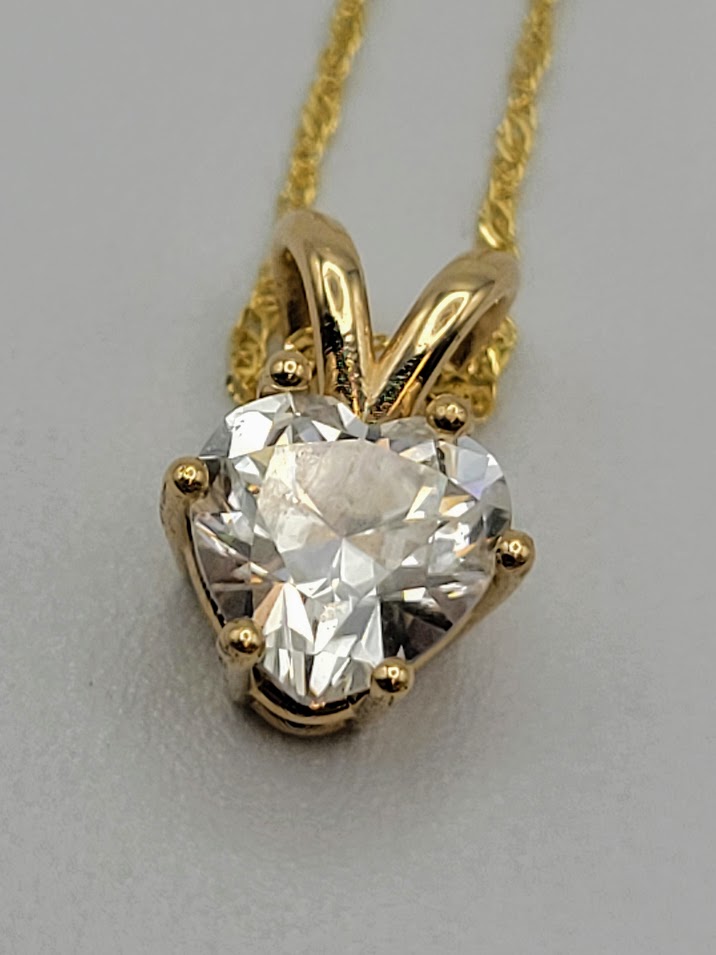 Gold Pendant Necklace, Heart Solitaire Setting | Property Room