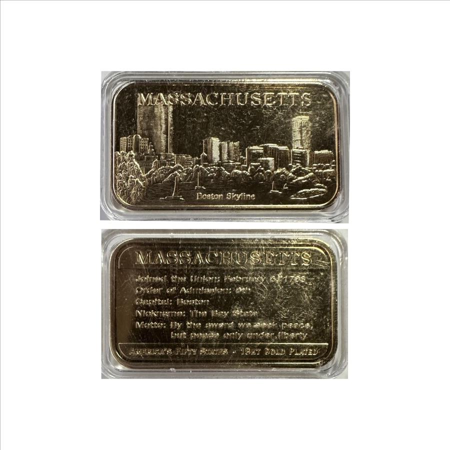 - America's 50 States 18k Gold Plated Ingot - Massachusetts "Boston ...