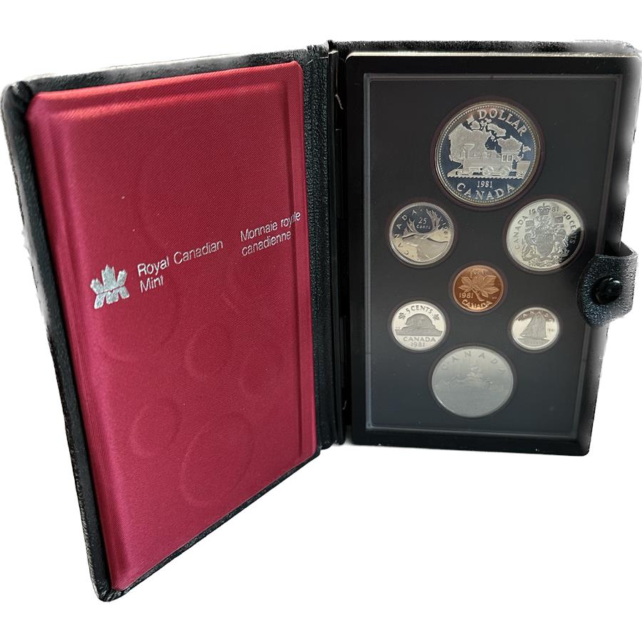 1981 Royal Canadian Mint Proof Set - 7 Coins Including Voyageur Silver ...
