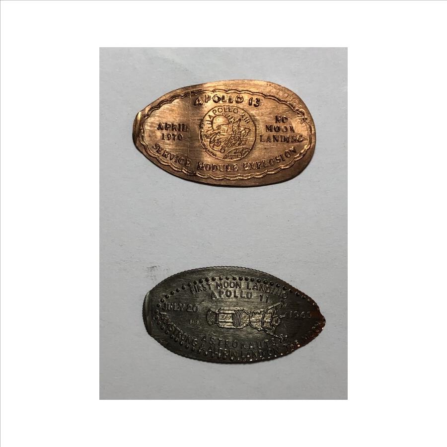 1970 Elongated Cent - Apollo 13 Explosion & 1967 Elongated Dime ...