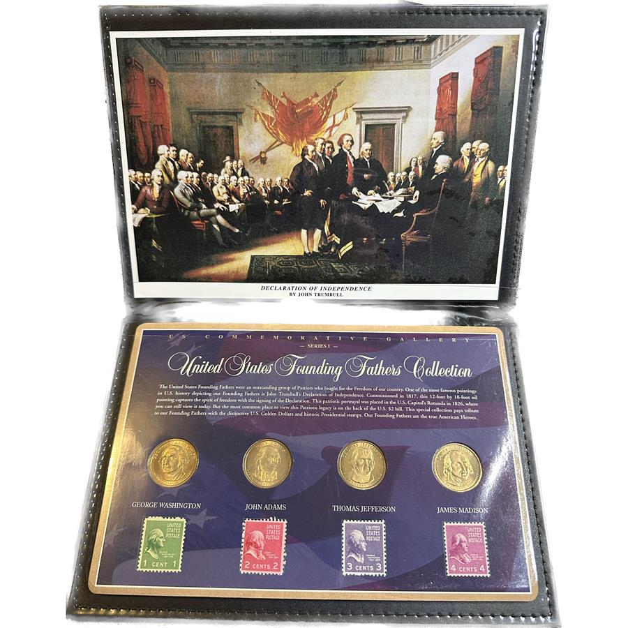 >U.S. Founding Fathers Collection - 4 Presidential $1 Coins and Stamps ...