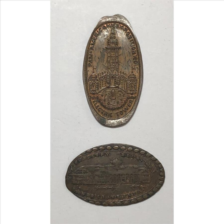 1901 Elongated Cent - Pan-Am Expo & 1902 Elongated Cent - 1905 Lewis ...