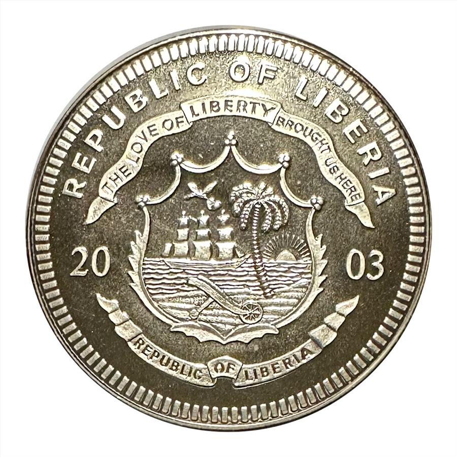 2003 Liberia Five ($5) Dollars Coin - 1981-2003 Columbia Space Shuttle ...