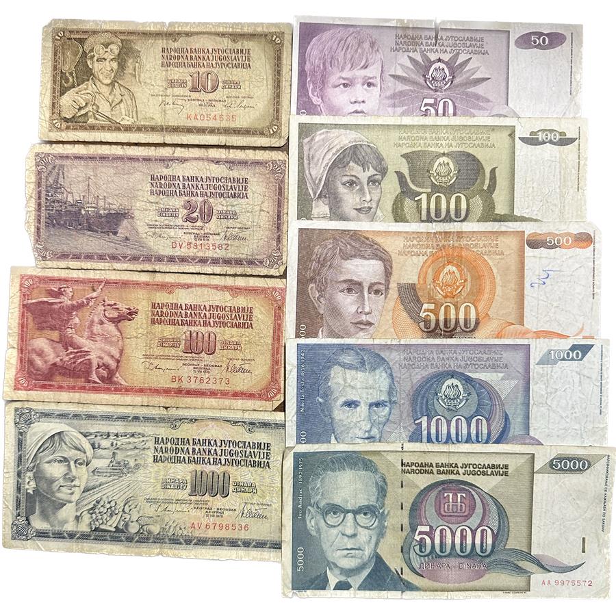 >Yugoslavia Bank Notes - Various Denominations - 9 Colorful Notes ...