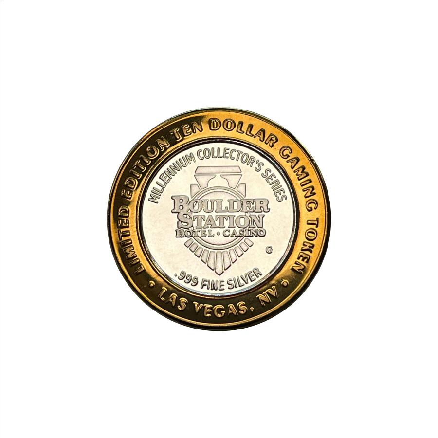 Silver Strike! .999 Silver $10 Gaming Token - Boulder Station - Las ...