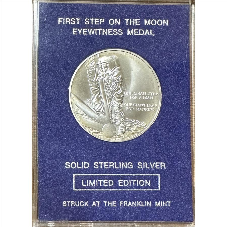 >Solid Sterling Silver - First Step On The Moon Eyewitness Medal ...