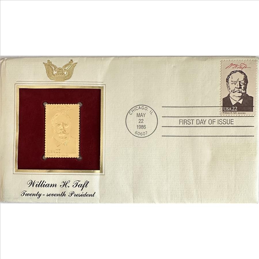 1986 William H Taft, Gold Replica Stamp - First Day Issue | Property Room