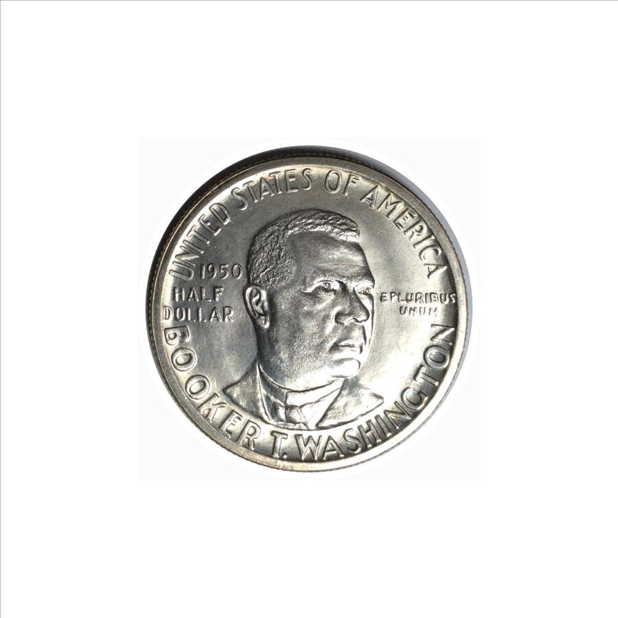 #1950-D U.S. Silver Booker T. Washington Commemorative Half Dollar - From Slave Cabin to Hall of ...