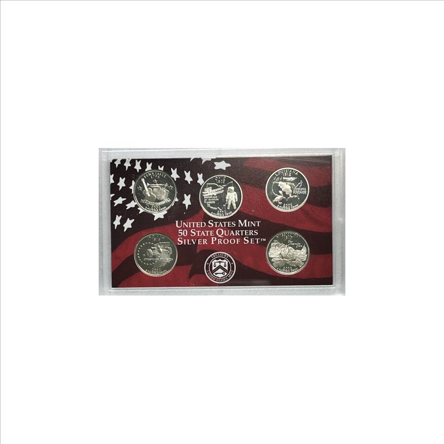 * 2002-S U.S. * Silver * State Quarter Set - 5 Coins in Acrylic Mint ...