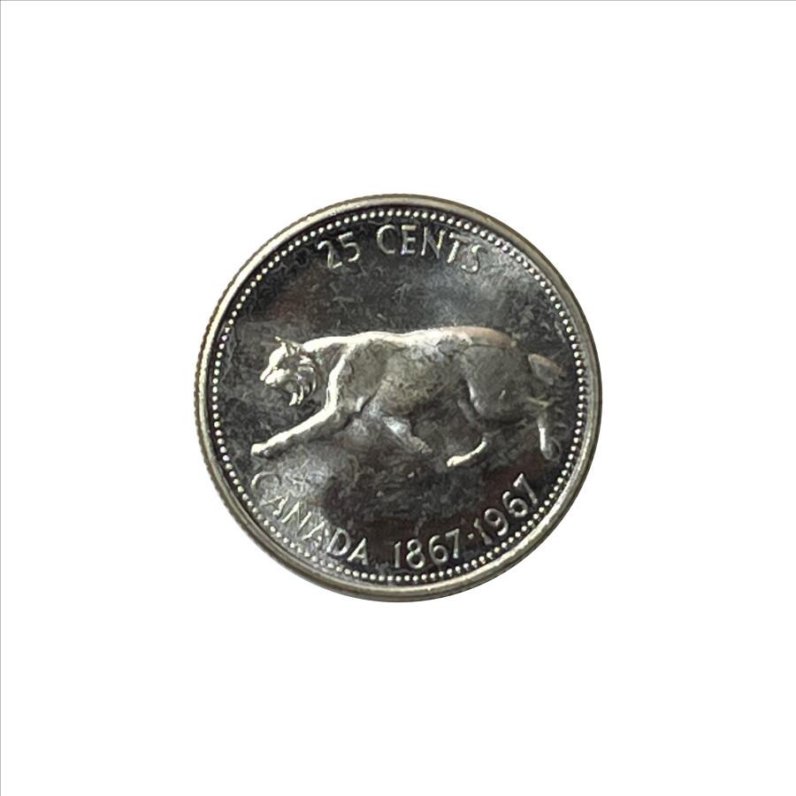 * 1867-1967 Canada Silver Bobcat 25 Cent Coin - Confederation ...