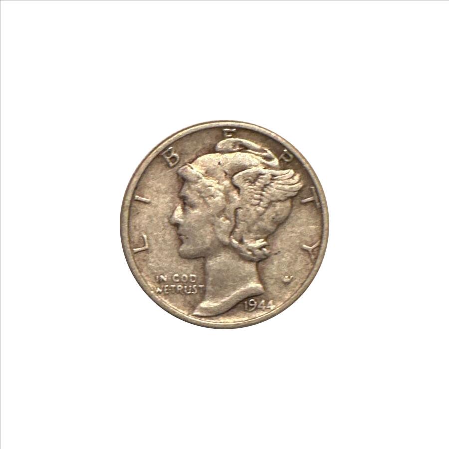 - 1944 U.S. Silver Winged Liberty Mercury Dime - Good Detail | Property Room