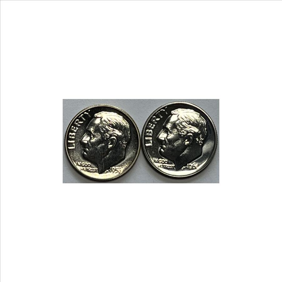 1956 and 1961 U.S. Silver Proof Roosevelt Dimes - Set of 2 | Property Room