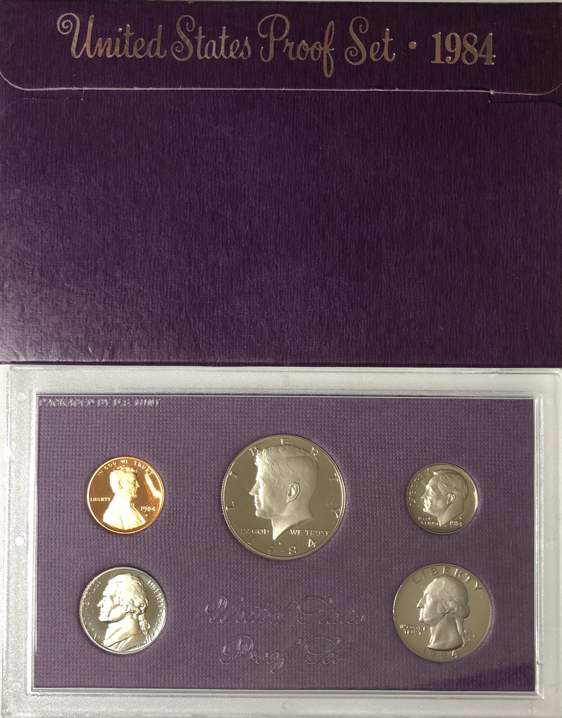 >1984-S U.S. Proof Set - 5 Coins in Original Government Packaging ...