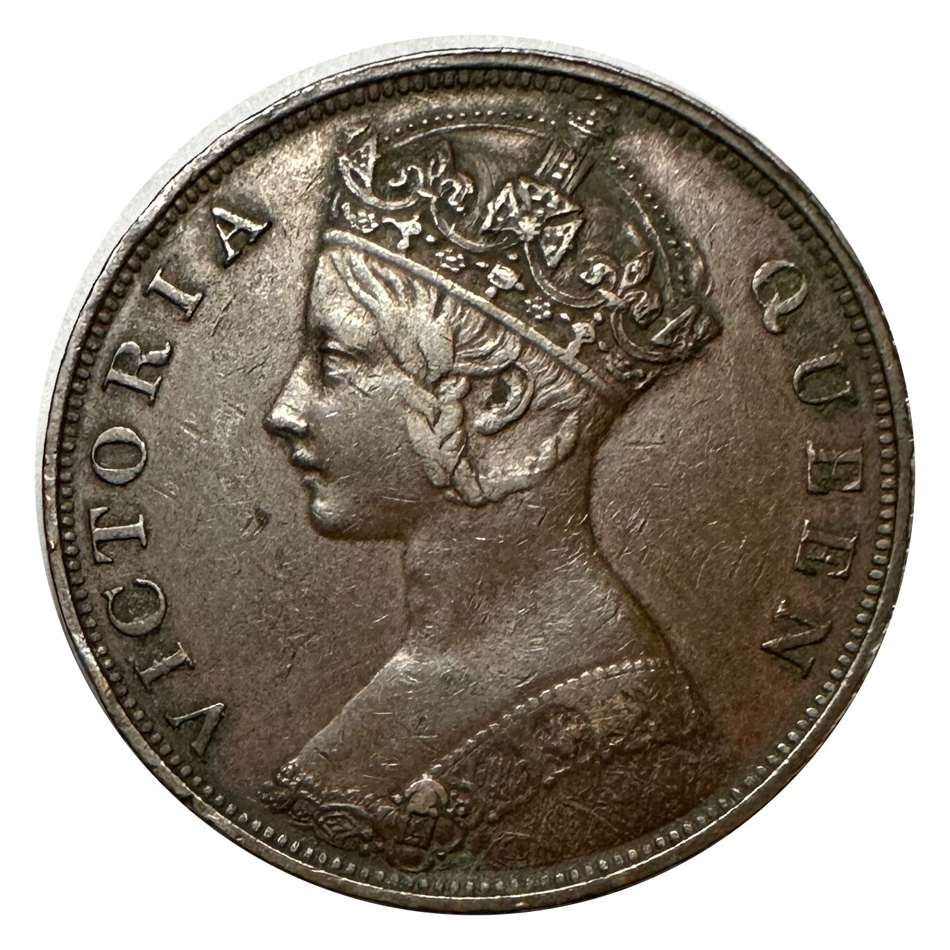 >1865 Hong Kong Bronze One Cent Coin - Beautiful Detail on Obverse of ...