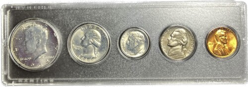 * 1964-P Silver Uncirculated Coin Set - 5 Coins in Whitman Holder ...