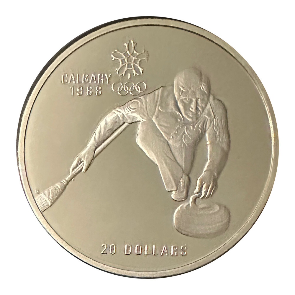 >1987 Canadian $20 Calgary Olympic Silver Coin - 1 Troy Ounce of .925 ...