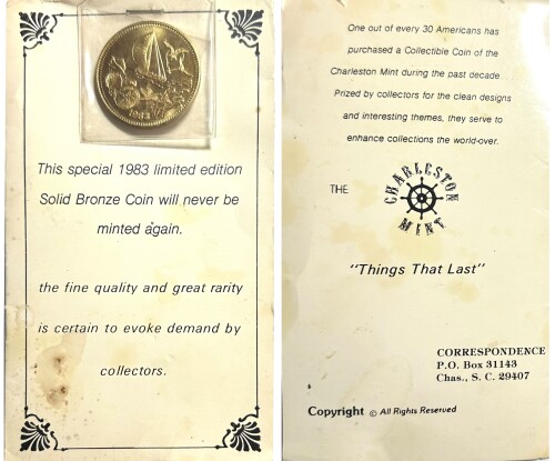 1983 "Limited Edition" The Grand Strand, Myrtle Beach Solid Bronze Coin ...