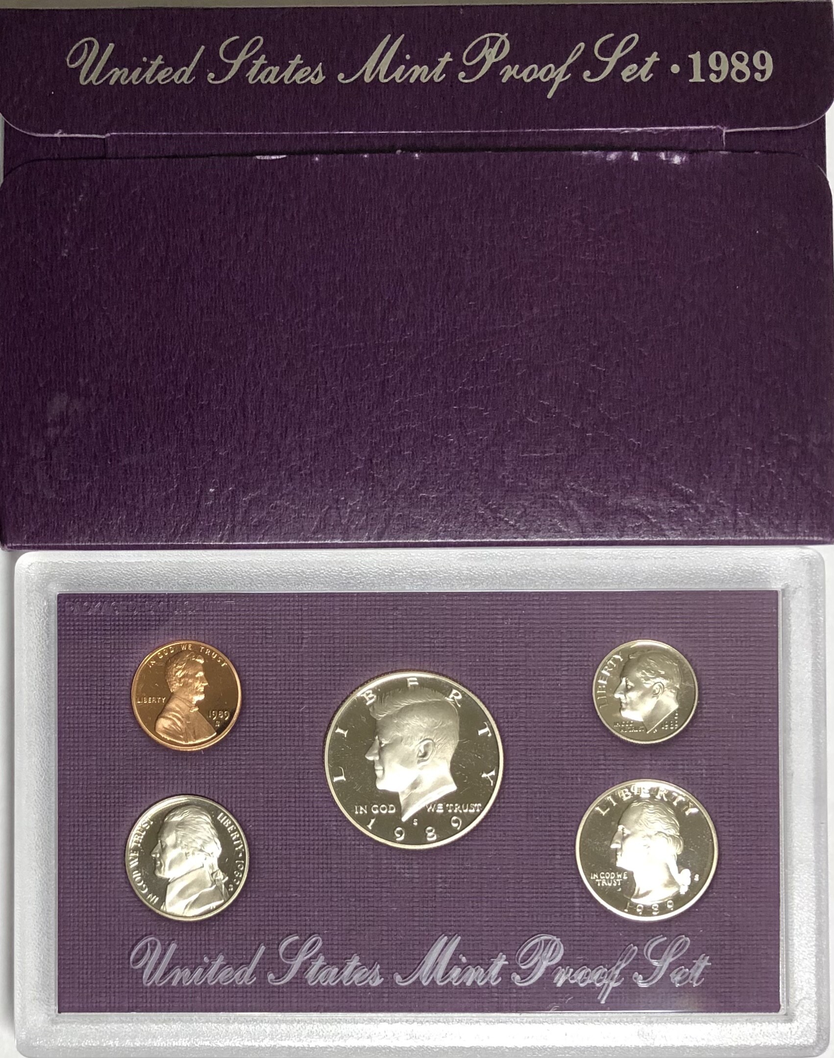 >1989-S U.S. Mint Proof Set - 5 Coins in Original Government Packaging ...