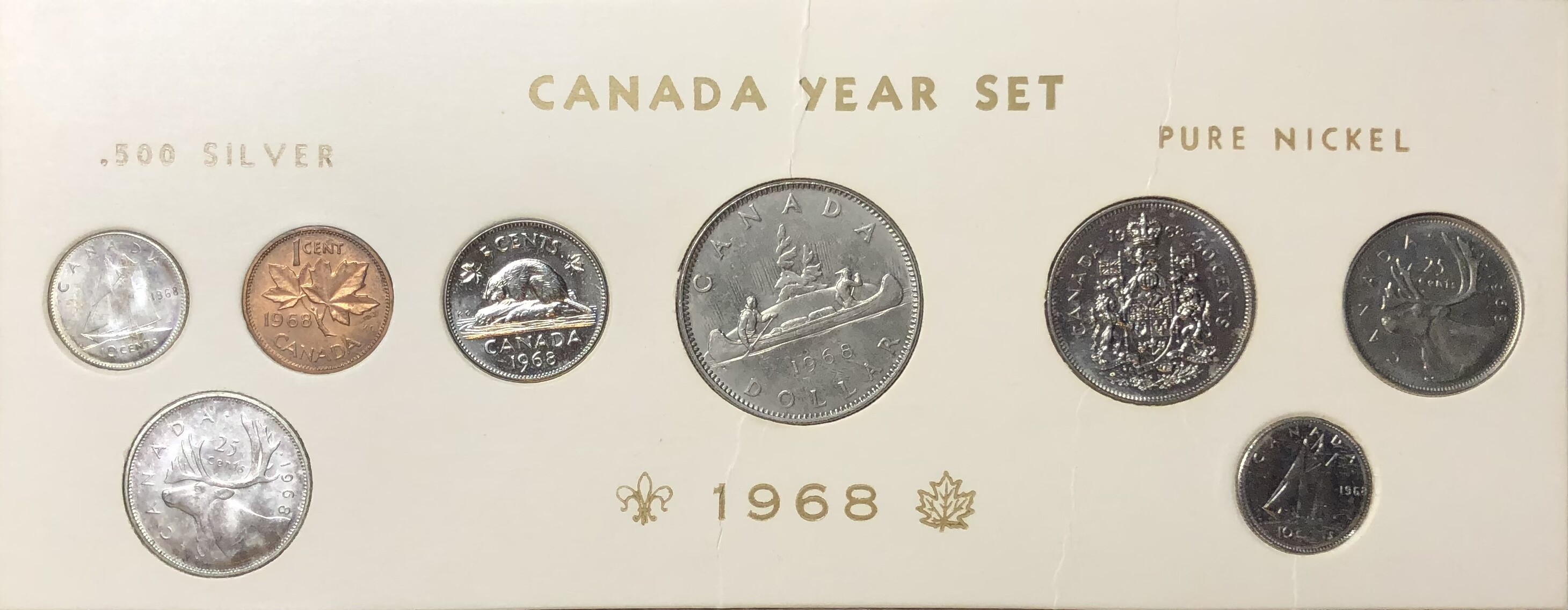 >1968 Canada Year Coin Set - Including Silver Dime and Quarter - 8 ...