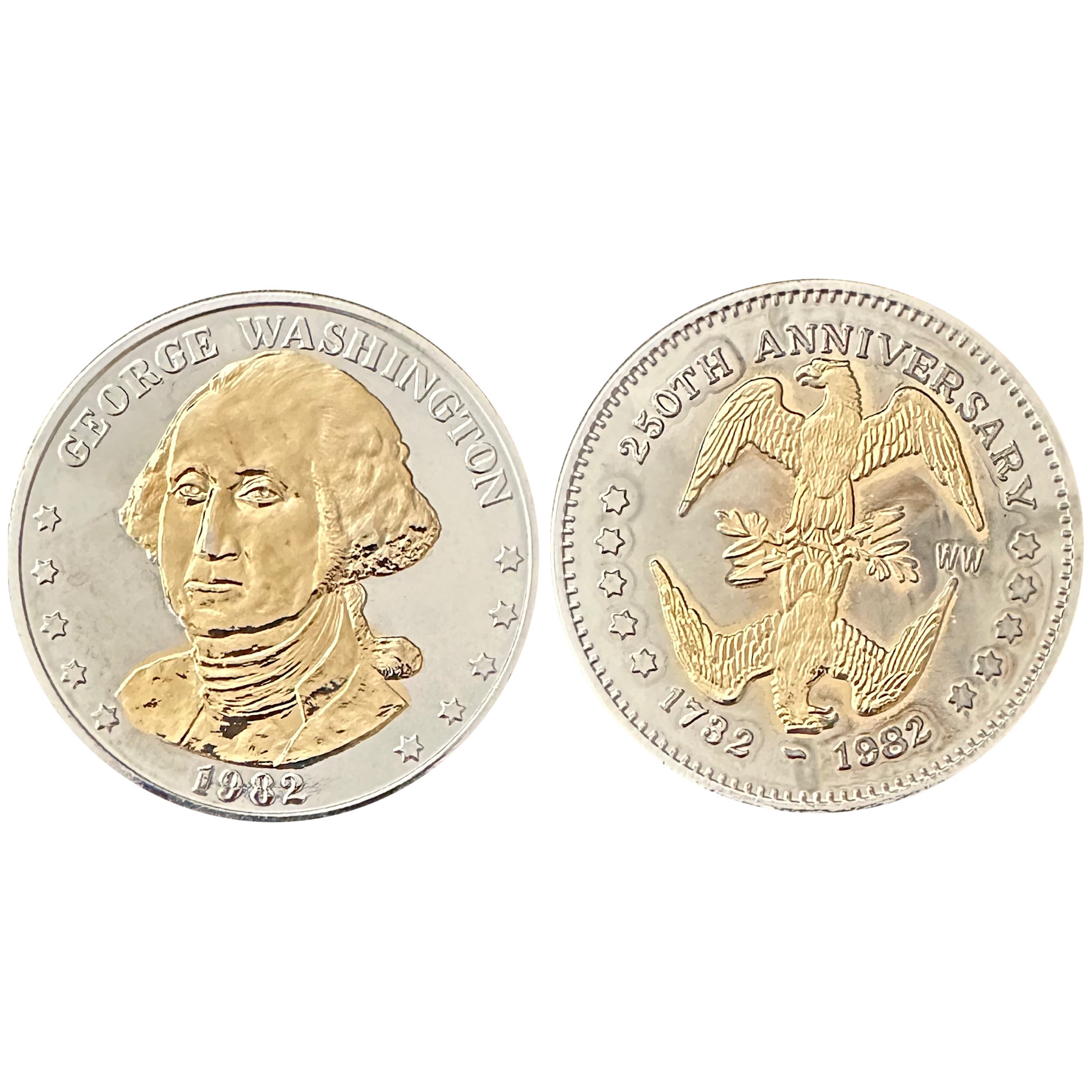 >1982 Washington and 1985 Jefferson "Double Eagle" Coins Layered in ...