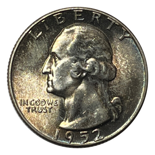 * 1952 U.S. Silver Washington Quarter with Beautiful Original Toning ...