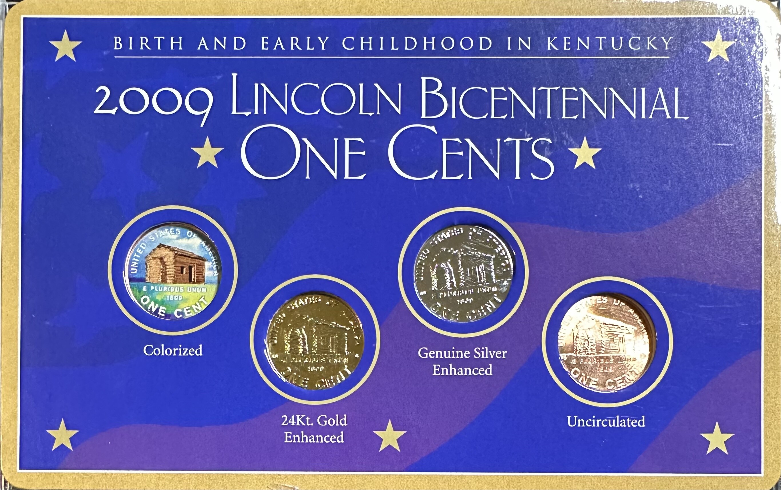 >2009-D U.S. Lincoln Bicentennial One Cents - Colorized, 24Kt Gold ...