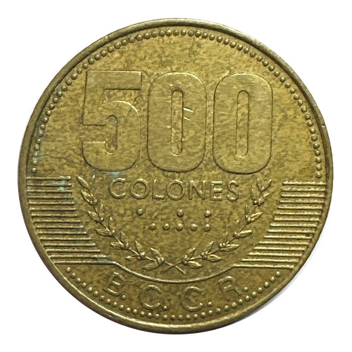 - 2003 Costa Rica 500 Colones - Thick Numerals - Non-Magnetic - Edge is ...