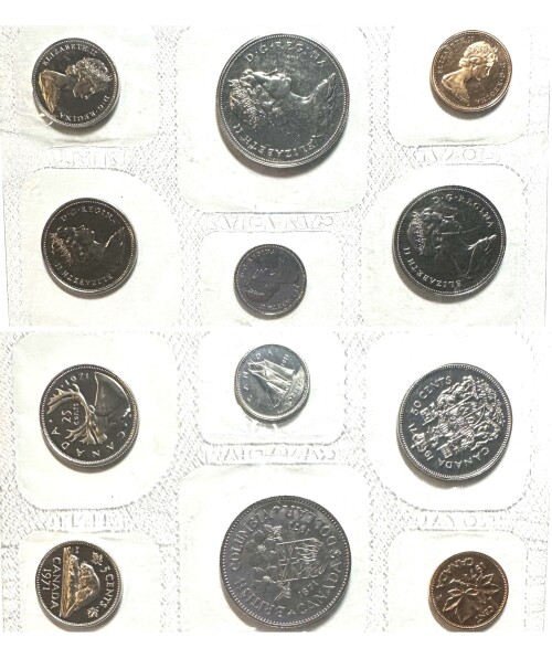 - 1971 Royal Canadian Mint Uncirculated Coin Set - 6 Coins Including ...