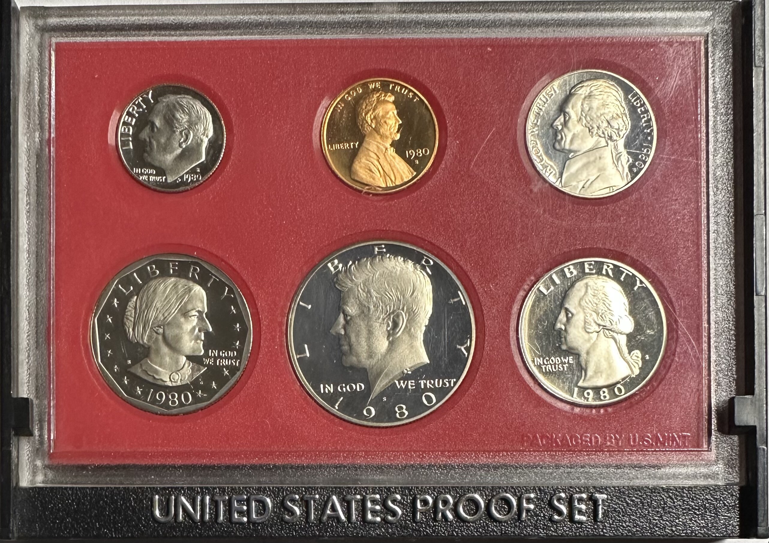 >1980-S United States Proof Set - 6 Coins Including Susan B Anthony ...