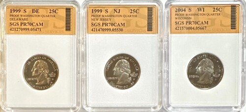- Trio of State Washington Quarters - 1999-S Delaware, 1999-S New ...