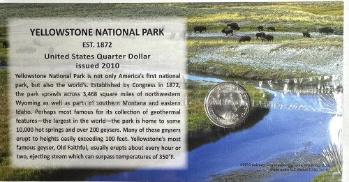 2010-D U.S. Quarter Dollar - Yellowstone National Park Est. 1972 on ...