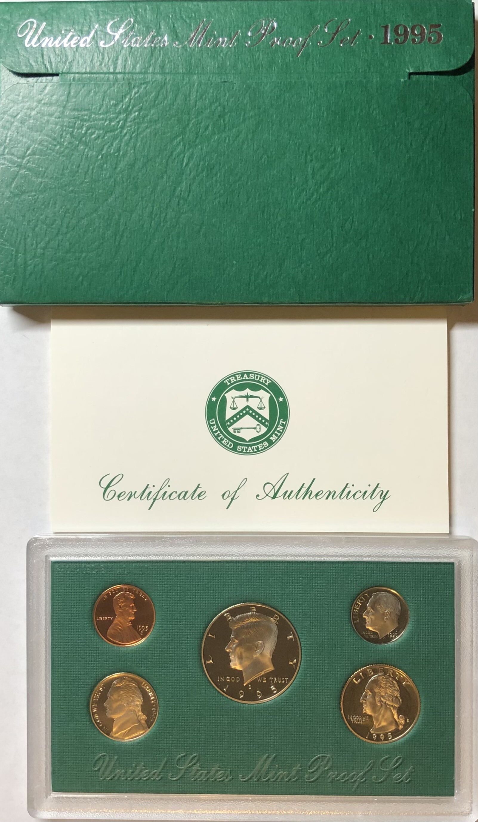 >1995-S United States Mint Proof Set - 5 Coins in Government Packaging ...