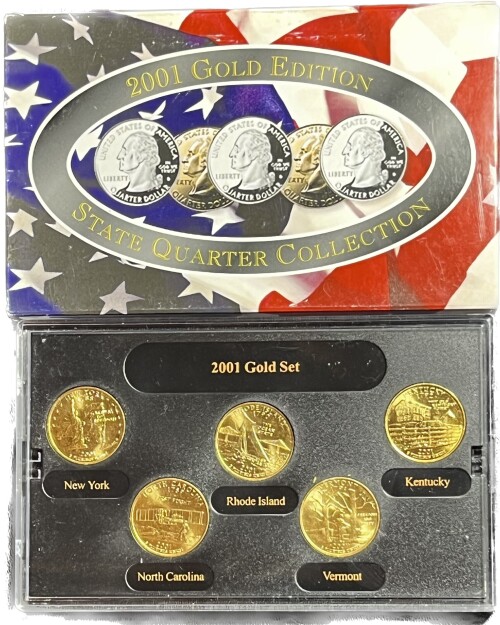 . 2001-D U.S. Gold Edition State Quarter Collection - 5 Gold Layered ...