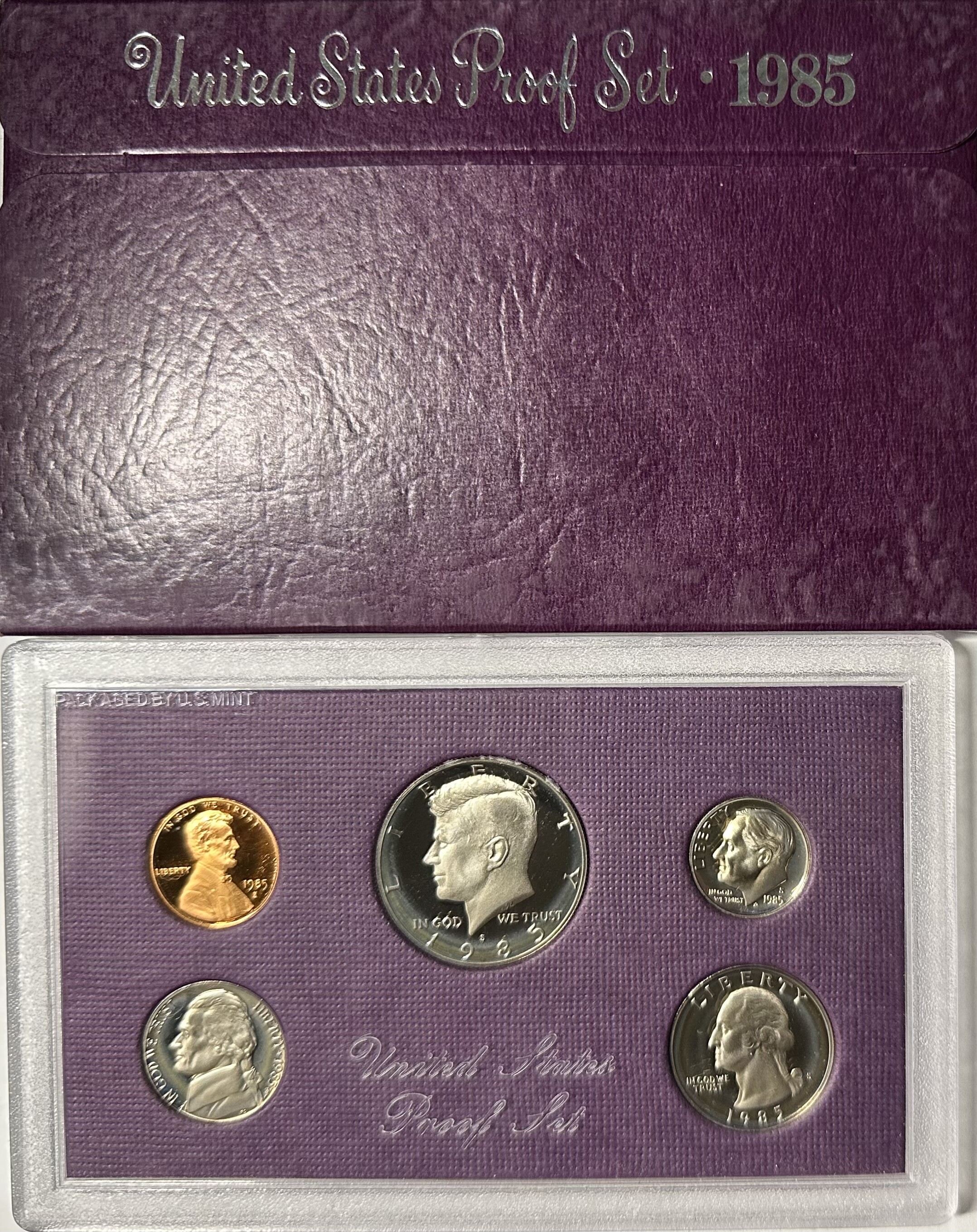>1985-S U.S. Proof Set - 5 Coins Including Kennedy Half in Original ...