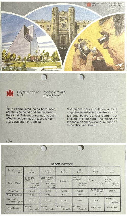 - 1983 Royal Canadian Mint Uncirculated Coin Set Ottawa - 6 Coins with ...