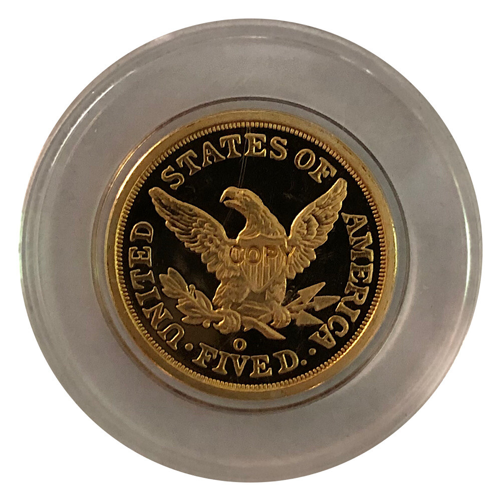 >1841 24K Gold Plated Replica Gold $5 Coin Gem Proof Condition ...
