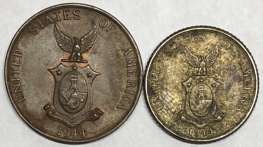 >1944 Philippines Coins - One Centavo and Twenty Centavo - 2 Coins ...