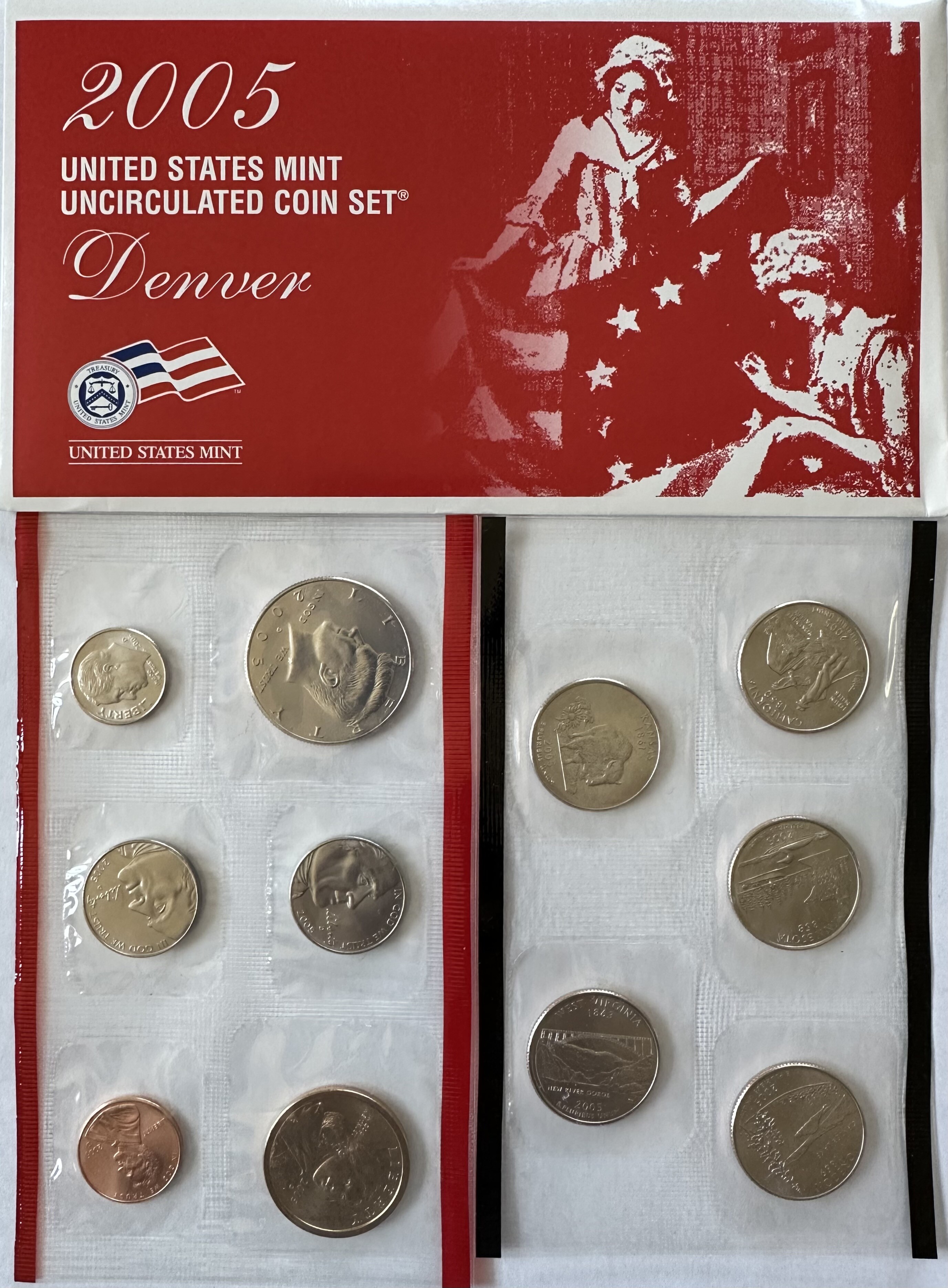 >2005-D U.S. Mint Uncirculated Coin Set - 11 Coins Including Sacagawea ...