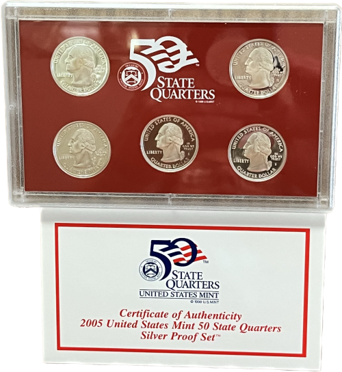 . 2005-S United States Mint Silver Proof Quarter Set - 5 Silver ...