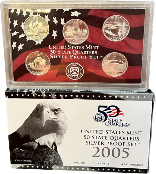 . 2005-S United States Mint Silver Proof Quarter Set - 5 Silver ...