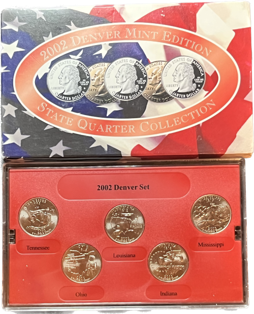 . 2002 Denver Mint Edition - State Quarter Collection - 5 Coins in ...