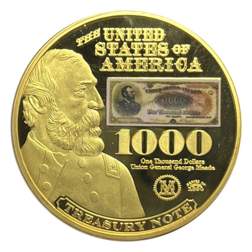 * 2014 Treasury Notes from 1890-91 24K Gold Layered Proof Coin with ...
