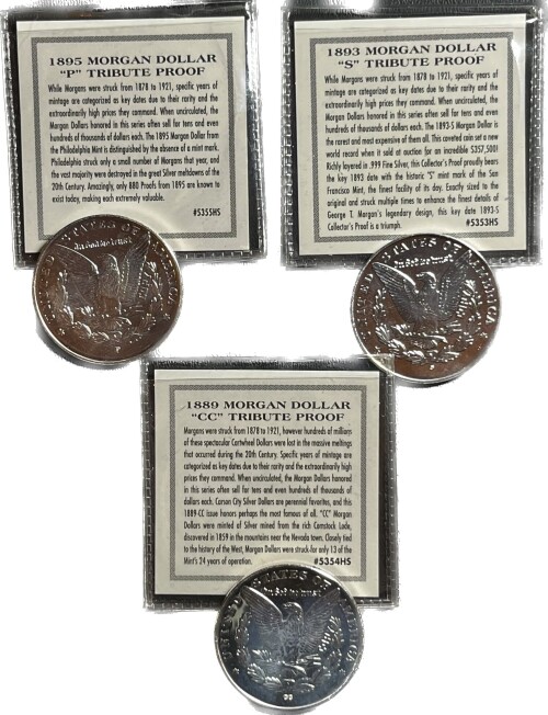 * 1893-S, 1895-P & 1889-CC - Million Dollar Morgans - Tribute Proof ...
