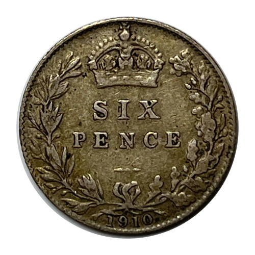 * 1910 Great Britain Silver Six Pence | Property Room